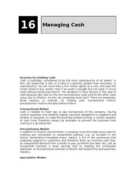 Cash Management Chapter Pdf Credit Finance And Money Management