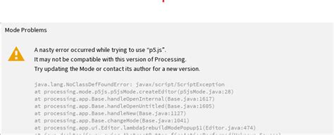 Error When Activating P5js Mode In Desktop P5js Processing