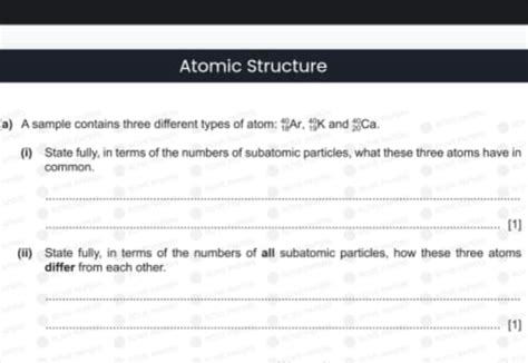 Atomic Structure A A Sample Contains Three Different Types Of Atom 105
