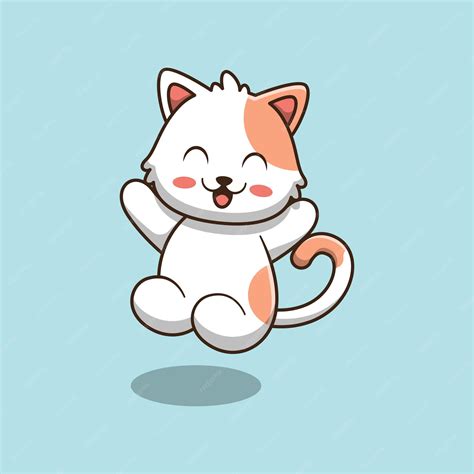 Premium Vector Cute Cat Jumping Cartoon Illustration
