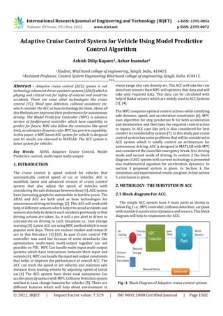 Adaptive Cruise Control System For Vehicle Using Model Predictive Control Algorithm PDF