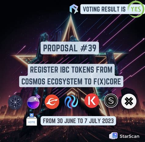 📢 Governance Proposal 39 Has Passed 👏 Register Ibc Tokens From The Cosmos Ecosystem To F X Core