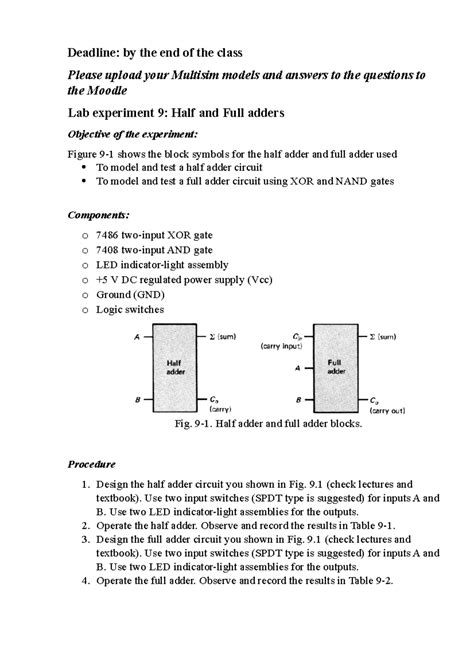 Lab9 Lab Deadline By The End Of The Class Please Upload Your Multisim Models And Answers To