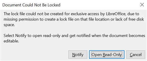 error message document could not be locked english ask libreoffice
