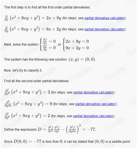 Solved Find All The Local Maxima Local Minima And Saddle Points Of