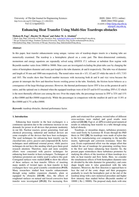 Pdf Enhancing Heat Transfer Using Multi Size Teardrops Obstacles
