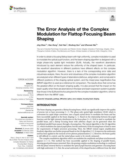 Pdf The Error Analysis Of The Complex Modulation For Flattop Focusing