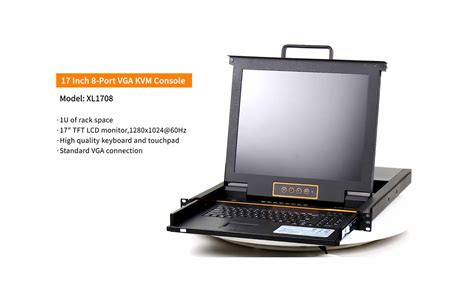 Single Rail 17 8 Port USB VGA LCD KVM Switch Kinan Professional High Quality KVM Switch