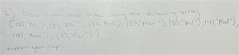 Solved Draw A Min Heap Tree Using The Following