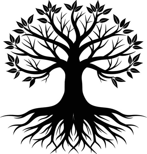 Silhouette Of A Tree With Roots 44763063 Vector Art At Vecteezy