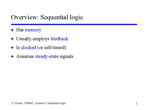 Overview Sequential Logic