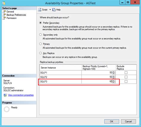SQL Server AlwaysOn Availability Group Backup Preference Setting