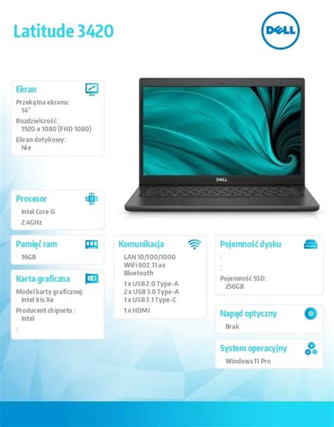 Notebook Latitude 3420 Core I5 1135g7 16gb 256gb Ssd 14 0 Fhd Intel Iris Xe Fgrpr Cam And Mic