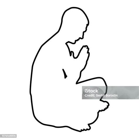 남자 기도 실루엣 아이콘 블랙 컬러 일러스트 레이 션 개요 검은색에 대한 스톡 벡터 아트 및 기타 이미지 검은색 공휴일 교회 Istock