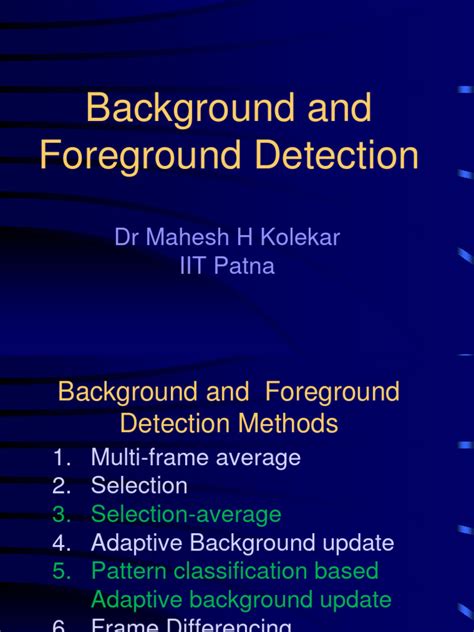 background and foreground detection kolekar 2014 pdf applied