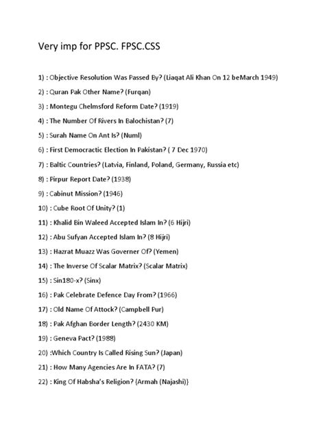 Css Mcqs Pdf Surah Pakistan