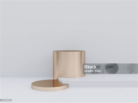 복사 공간 3d 렌더링 추상적 배경 디자인과 흰색과 미니멀리즘 스타일의 모의 프리젠 테이션을위한 연단과 장면 0명에 대한 스톡