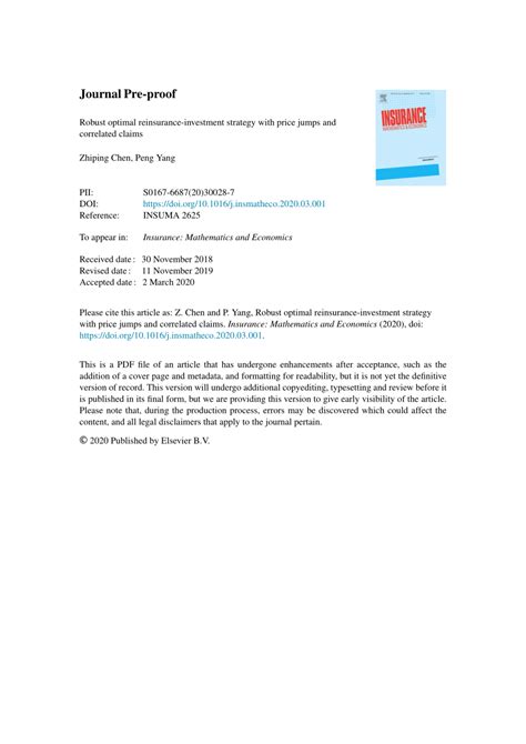 Pdf Robust Optimal Reinsurance Investment Strategy With Price Jumps And Correlated Claims