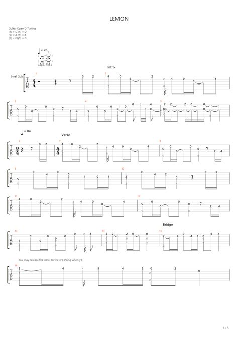 Unnatural（非自然死亡）主题曲 Lemon吉他谱 Gtp谱 指弹 Lemon 米津玄师 米津玄師 Hachi ハチ Yonezu Kenshi