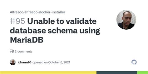 Unable To Validate Database Schema Using Mariadb · Issue 95 · Alfresco