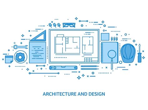 premium vector engineering and architecture drawing construction