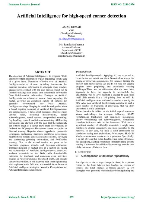 PDF Artificial Intelligence For High Speed Corner Detection