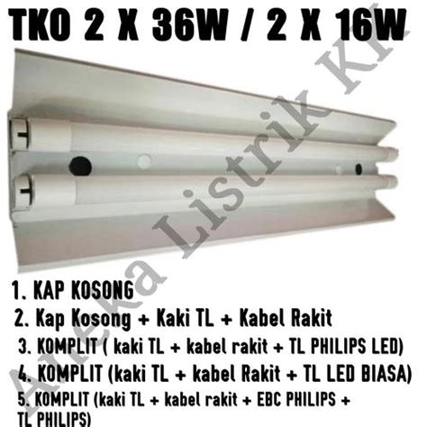 Jual KAP LAMPU TKO 2X36 2X16 W WATT TK O OUTBOW 2X36W 2X16W 2 X 36 16 120CM 4 KOMPLIT 4