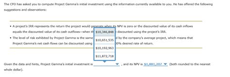 Solved The Net Present Value NPV And Internal Rate Of Chegg