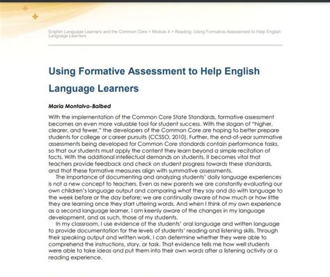 Using Formative Assessment For English Language Learners