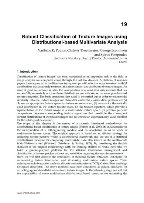 Pdf Robust Classification Of Texture Images Using Distributional Based Multivariate Analysis