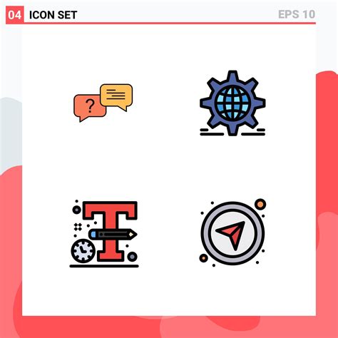 Stock Vector Icon Pack Of 4 Line Signs And Symbols For Chat Design