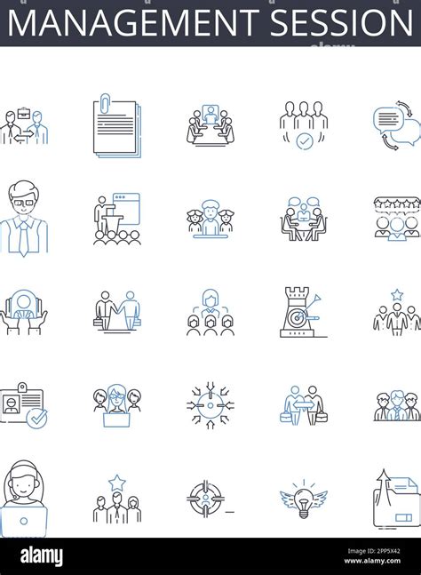Management Session Line Icons Collection Business Meeting Team