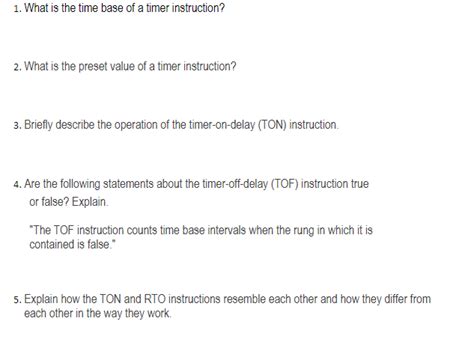 Solved What Is The Time Base Of A Timer Instruction Chegg Com