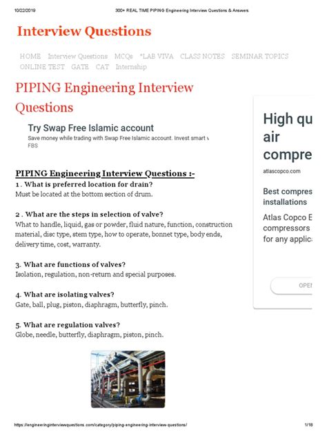 300 Real Time Piping Engineering Interview Questions And Answers Pdf