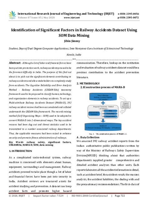 Pdf Irjet Identification Of Significant Factors In Railway Accidents Dataset Using Som Data