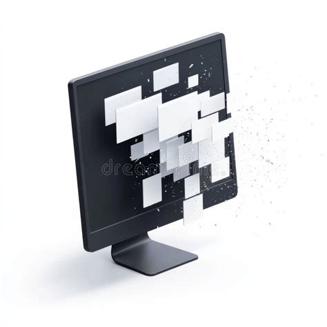 Digital Transformation Concept With Monitor And Fragmenting Data Blocks Stock Image Image Of