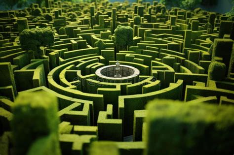 Hedge Maze Green Labyrinth Of Trimmed Bushes In Summer Garden Aerial