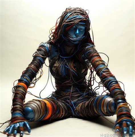 Premium Photo Circuit Art A Woman Covered In Wires