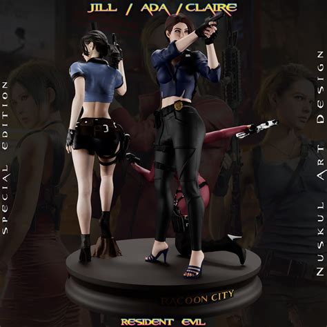 Ada Wong Claire Redfield Jill Valentine Resident Evil D Model By Nuskul Art