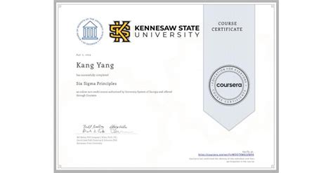 Kang Yang On Linkedin Completion Certificate For Six Sigma Principles