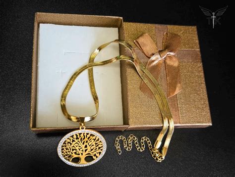 Large Tree Of Life Pendant Necklace Girls Women Tree Of Life Adjustable Neck Chain Golden And