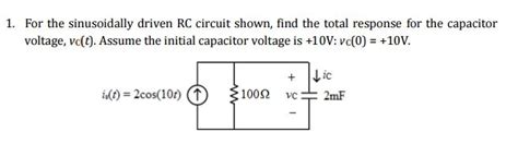Solved For The Sinusoidally Driven RC Circuit Shown Find Chegg