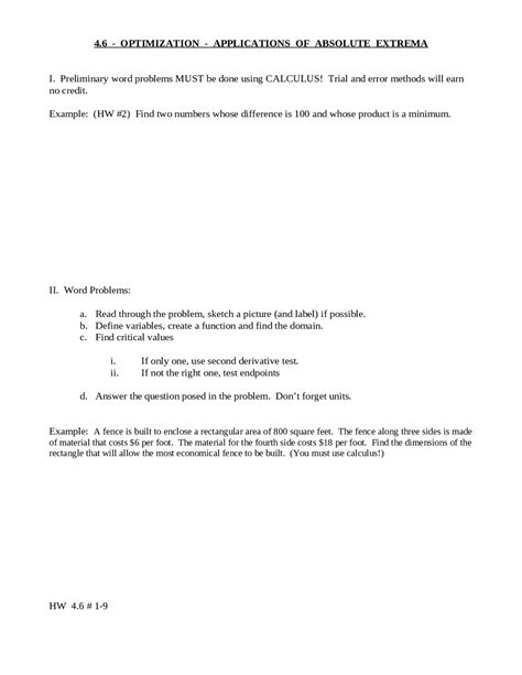 optimization application of absolute extrema math concept calculus