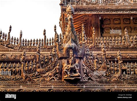 Shwenandaw Monastery With Wood Carvings Mandalay Myanmar Mandalay
