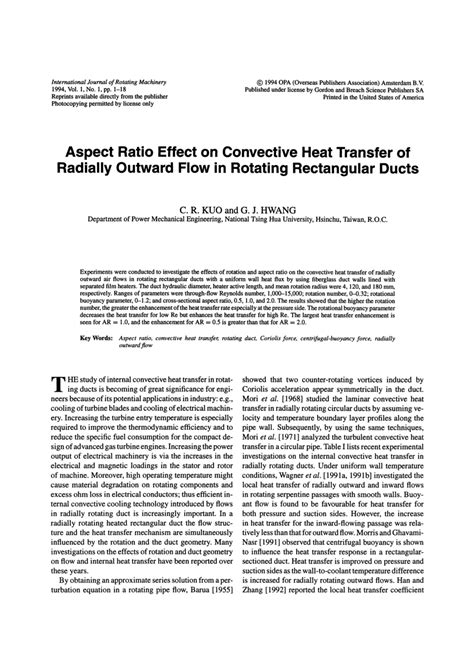 Pdf Aspect Ratio Effect On Convective Heat Transfer Of Radially
