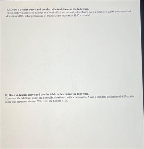 Solved 7 Draw A Density Curve And Use The Table To Chegg Com