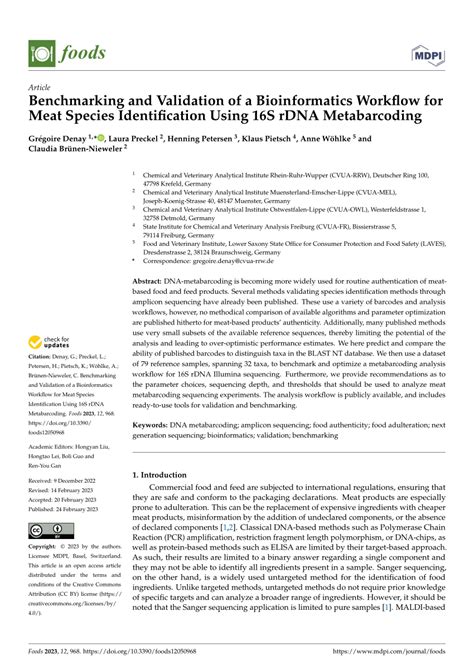 Pdf Benchmarking And Validation Of A Bioinformatics Workflow For Meat