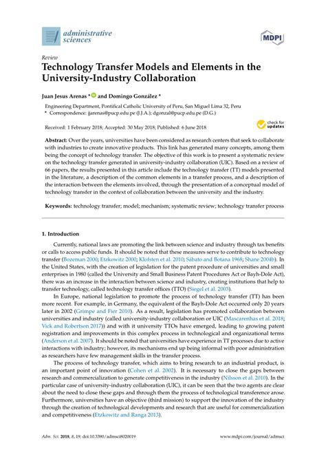 Pdf Technology Transfer Models And Elements In The University