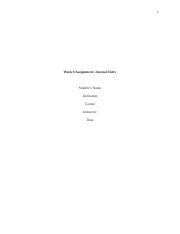 Week Assignment Docx Week Assignment Journal Entry Babe S Name Institution Course