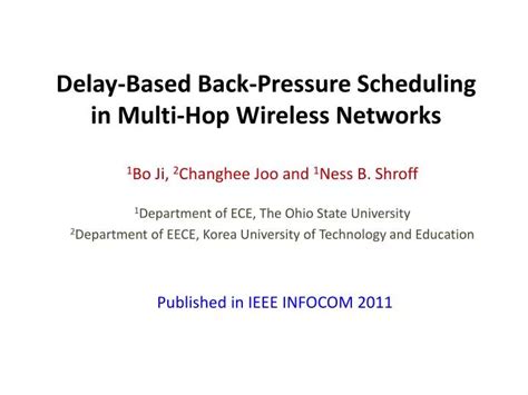 ppt delay based back pressure scheduling in multi hop wireless